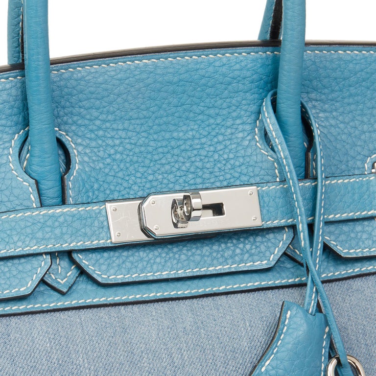 2007 Hermès Blue Jean Clemence Leather and Denim Birkin 30cm at 1stDibs