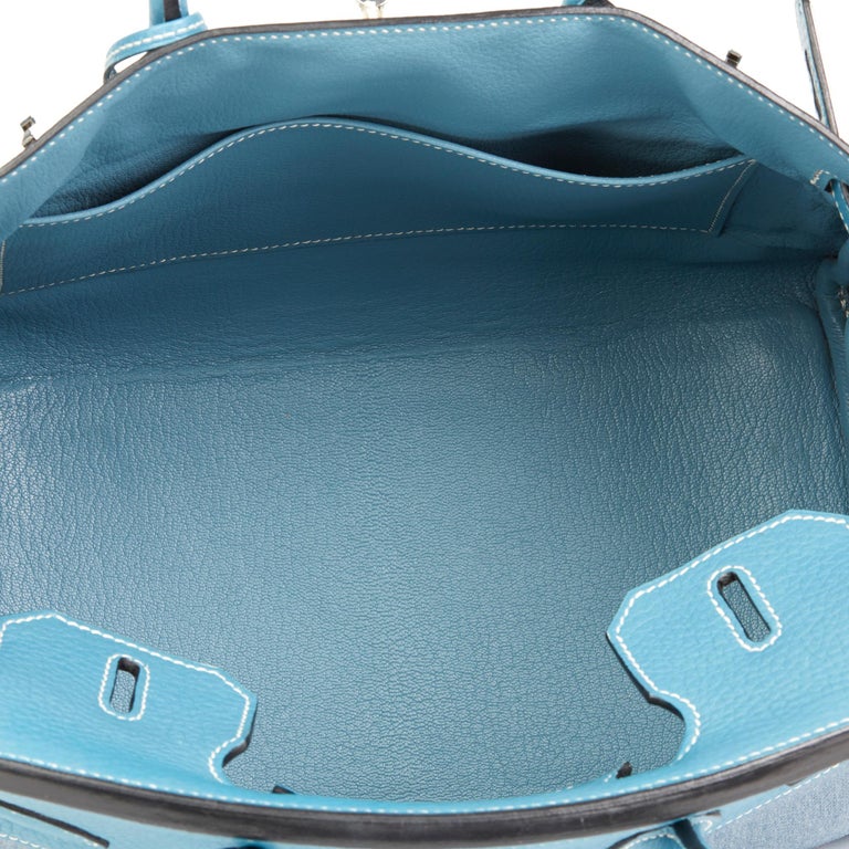 2007 Hermès Blue Jean Clemence Leather and Denim Birkin 30cm at 1stDibs
