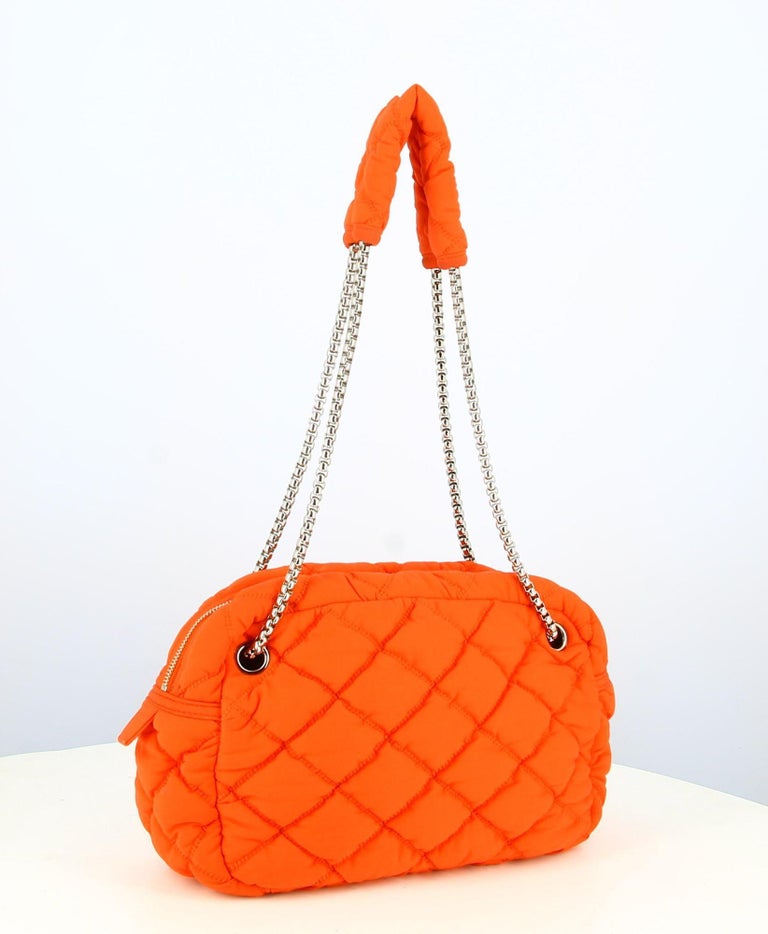 2008-2009 Chanel Red Quilted Fabric Handbag For Sale at 1stDibs