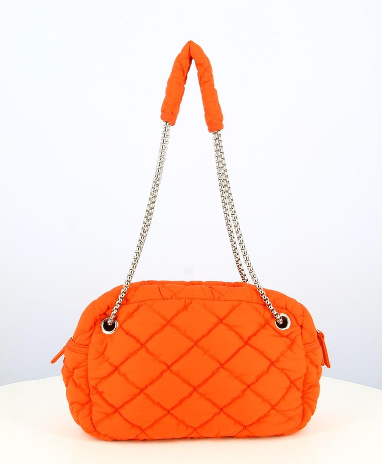 2008-2009 Chanel Red Quilted Fabric Handbag For Sale at 1stDibs