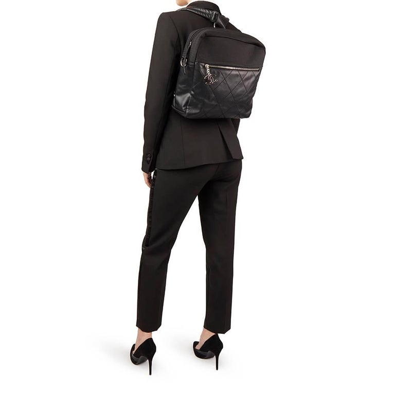2008 Chanel Black Quilted Coated Canvas Convertible Backpack at 1stDibs ...