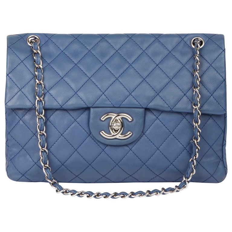 2008 Chanel Blue Quilted Caviar Leather Jumbo Classic Single Flap Bag ...