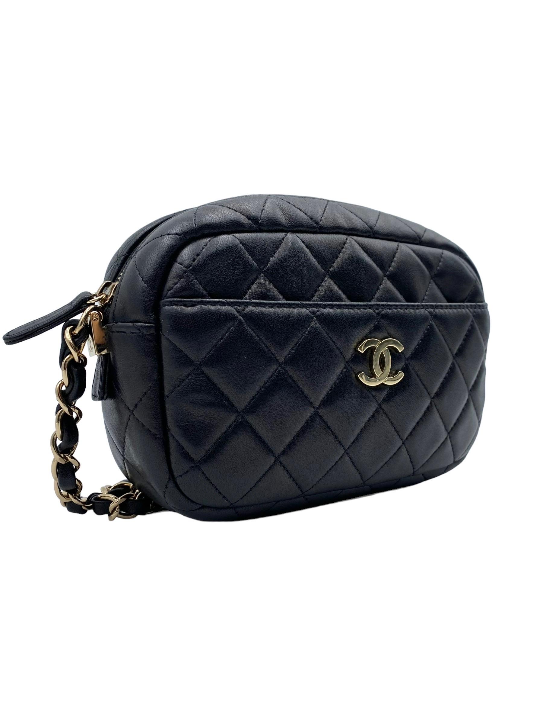 2008 Chanel Camera Bag Black Leather Shoulder Bag at 1stDibs
