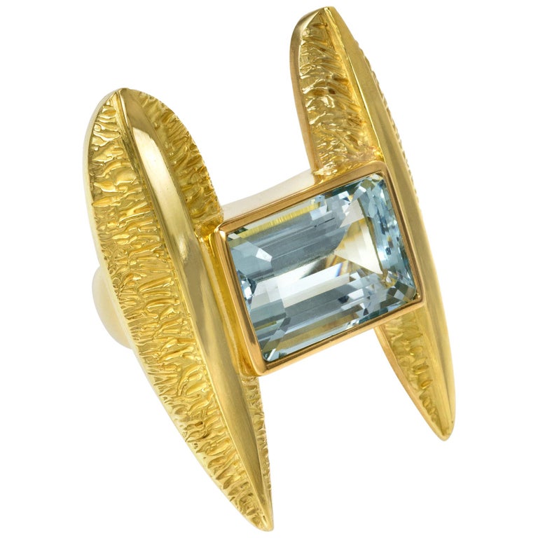 2008 Giorgio Facchini Aquamarine and Gold Ring at 1stDibs