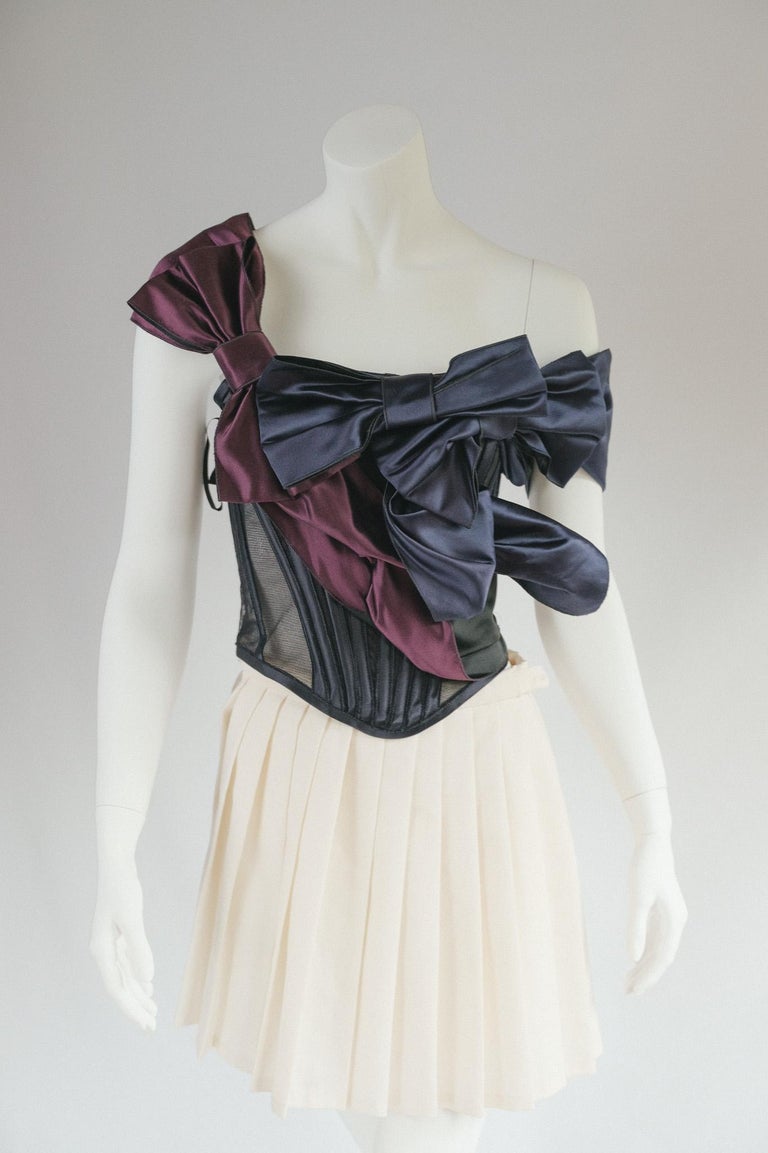 2009 Dolce and Gabbana D&G Black, Purple, Navy Bows Boned Coset For ...