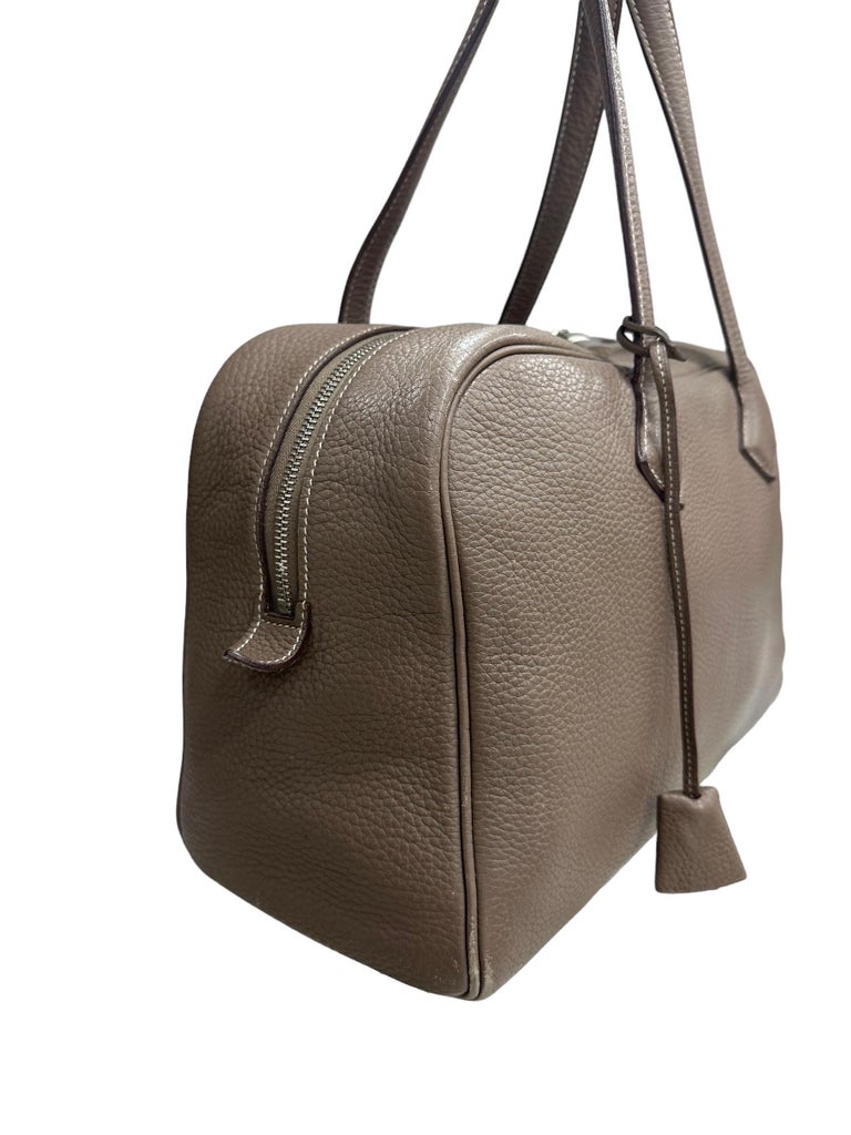 2009 Hermès Victoria Bag Clemence Leather Etoupe Top Handle Bag For ...