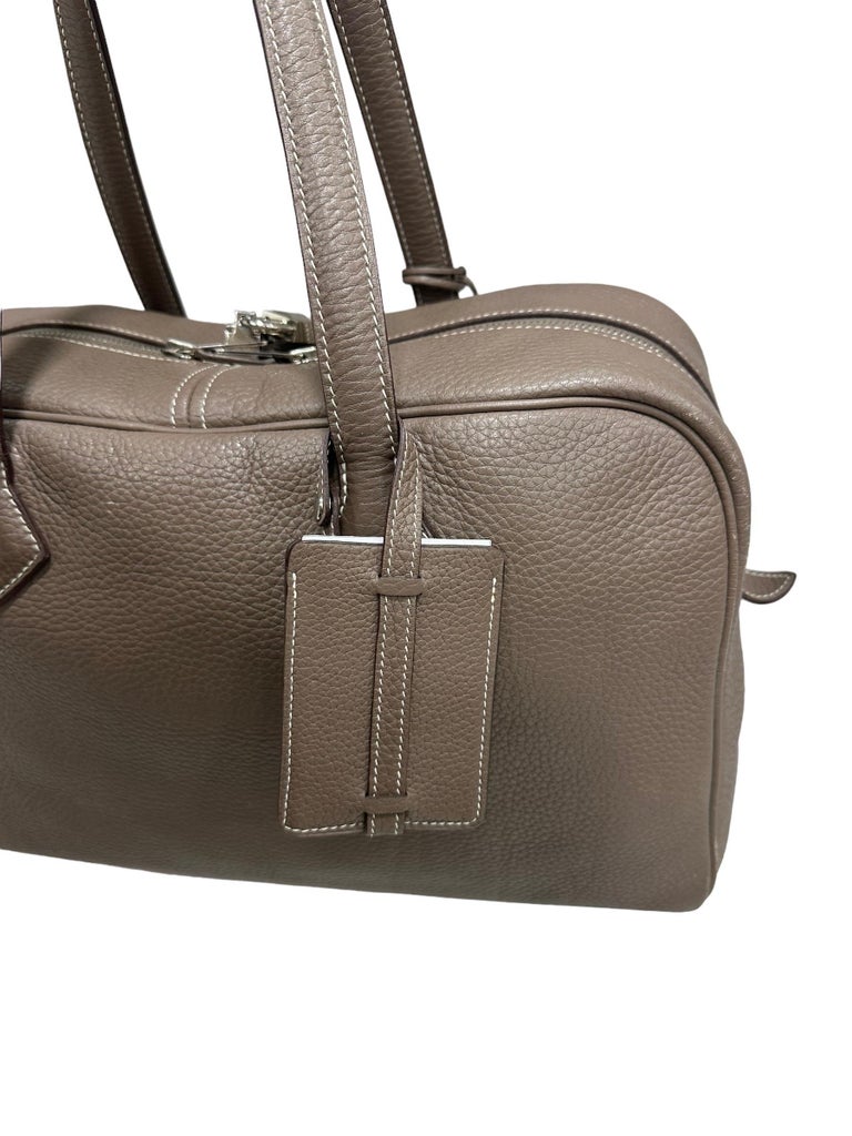 2009 Hermès Victoria Bag Clemence Leather Etoupe Top Handle Bag For ...