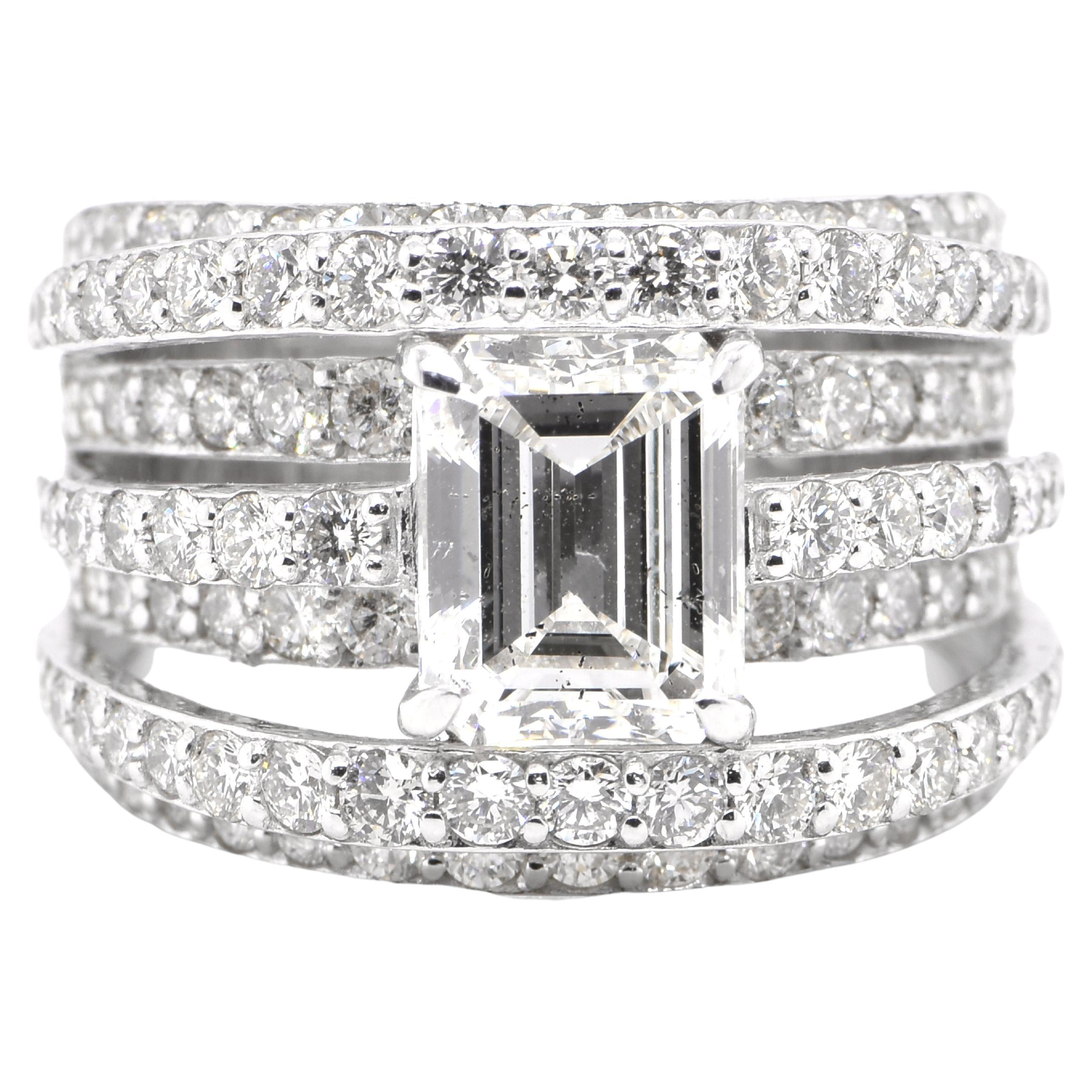 Emerald Cut Diamond Men's Platinum Ring, 2.29 Carat G SI2 For Sale at ...