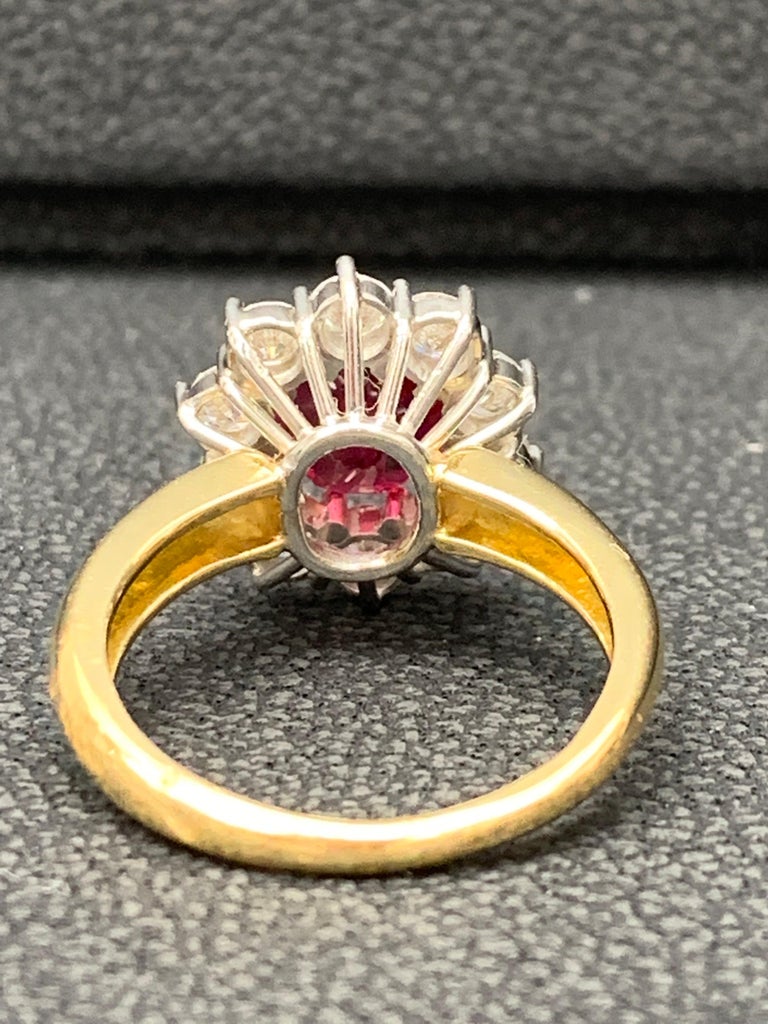 2.01 Carat Round Brilliant Cut Ruby and Diamond Fashion Ring in 18K Mix ...