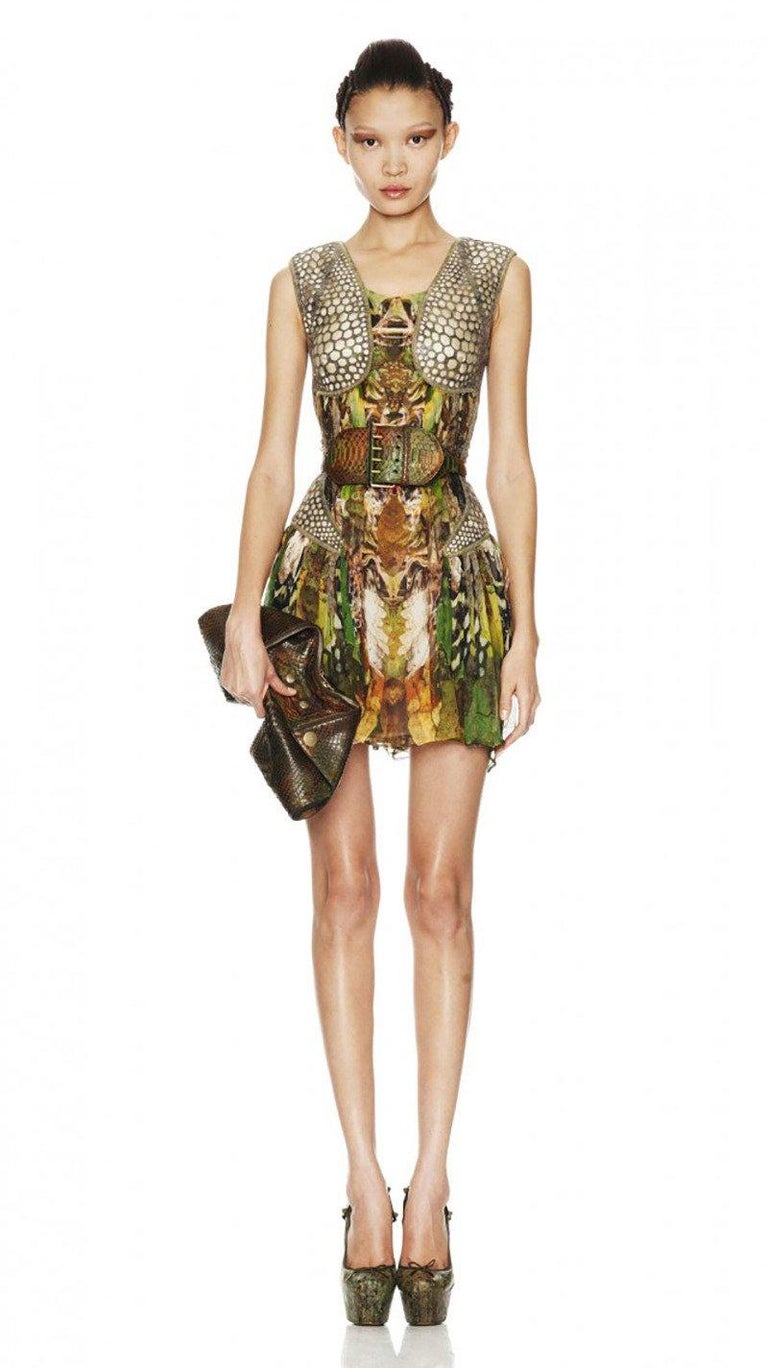 2010 Alexander Mcqueen Plato's Atlantis Silk Dress with Leather at 1stDibs