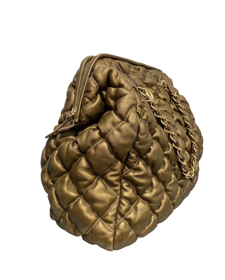 2010 Chanel Bolla Gold Shoulder Bag For Sale at 1stDibs