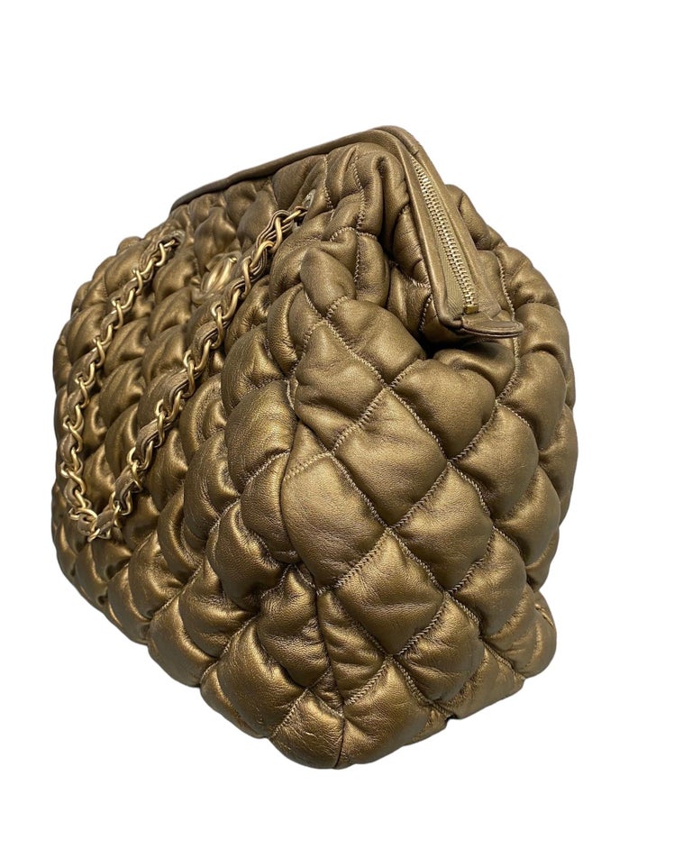 2010 Chanel Bolla Gold Shoulder Bag For Sale at 1stDibs