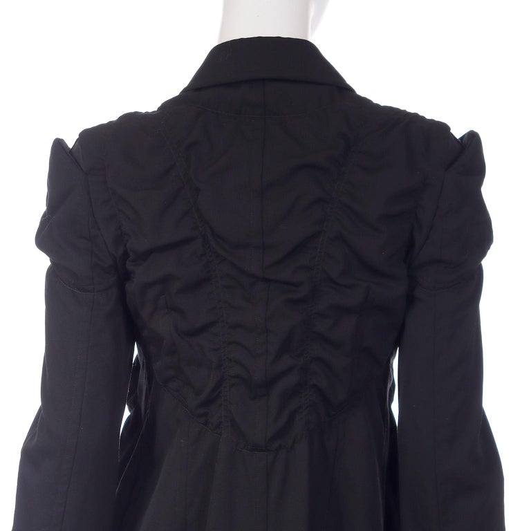 2010 Comme des Garcons Black Avant Garde Ruched Coat For Sale at 1stDibs