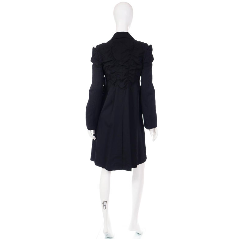 2010 Comme des Garcons Black Avant Garde Ruched Coat For Sale at 1stDibs