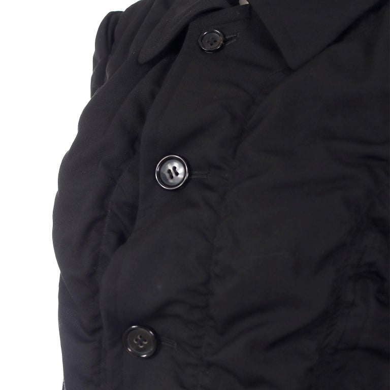 2010 Comme des Garcons Black Avant Garde Ruched Coat For Sale at 1stDibs