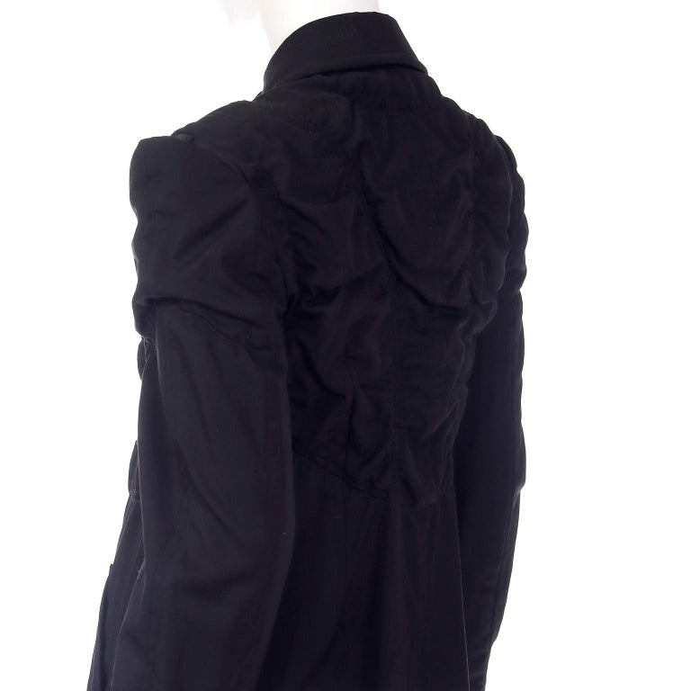 2010 Comme des Garcons Black Avant Garde Ruched Coat For Sale at 1stDibs