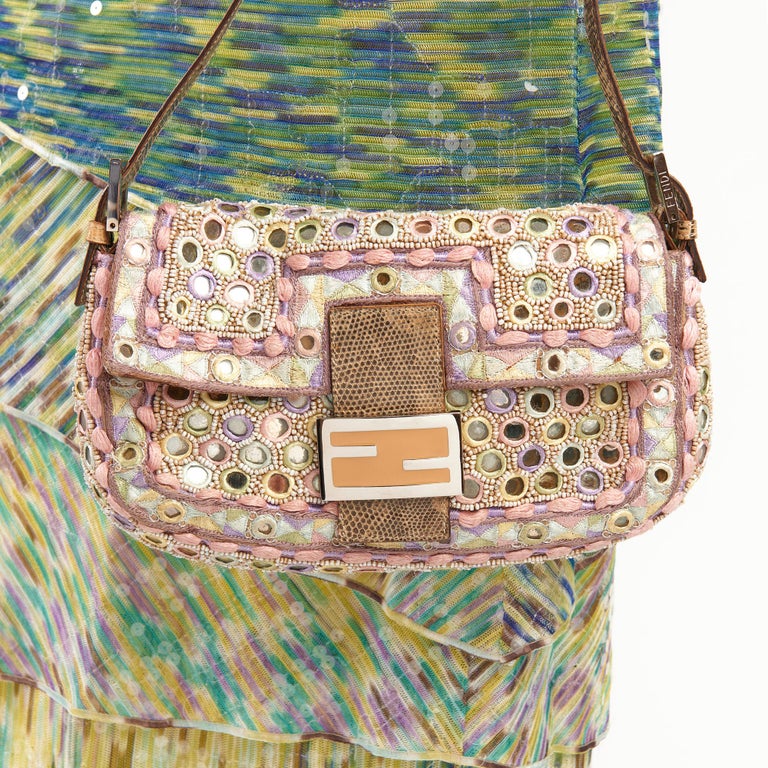 2010 Fendi Multicolour Antique Mirror and Natural Lizard Leather ...