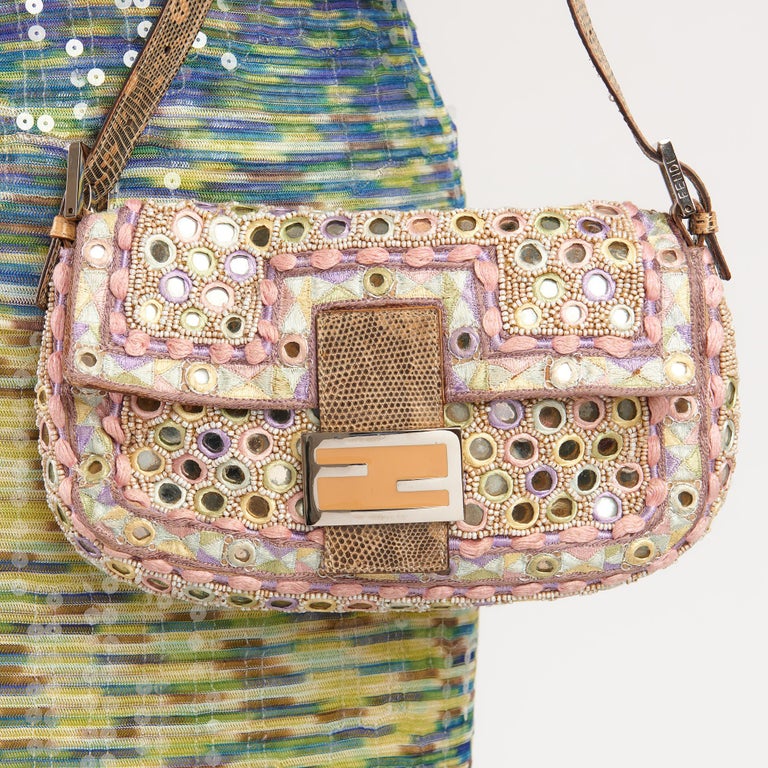 2010 Fendi Multicolour Antique Mirror and Natural Lizard Leather ...