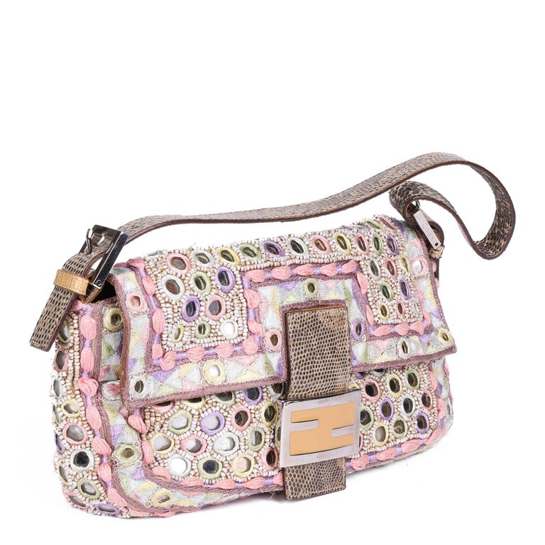 2010 Fendi Multicolour Antique Mirror and Natural Lizard Leather ...