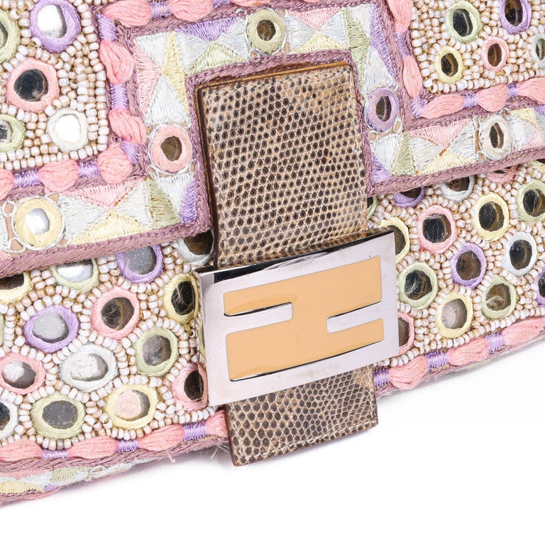 2010 Fendi Multicolour Antique Mirror and Natural Lizard Leather ...