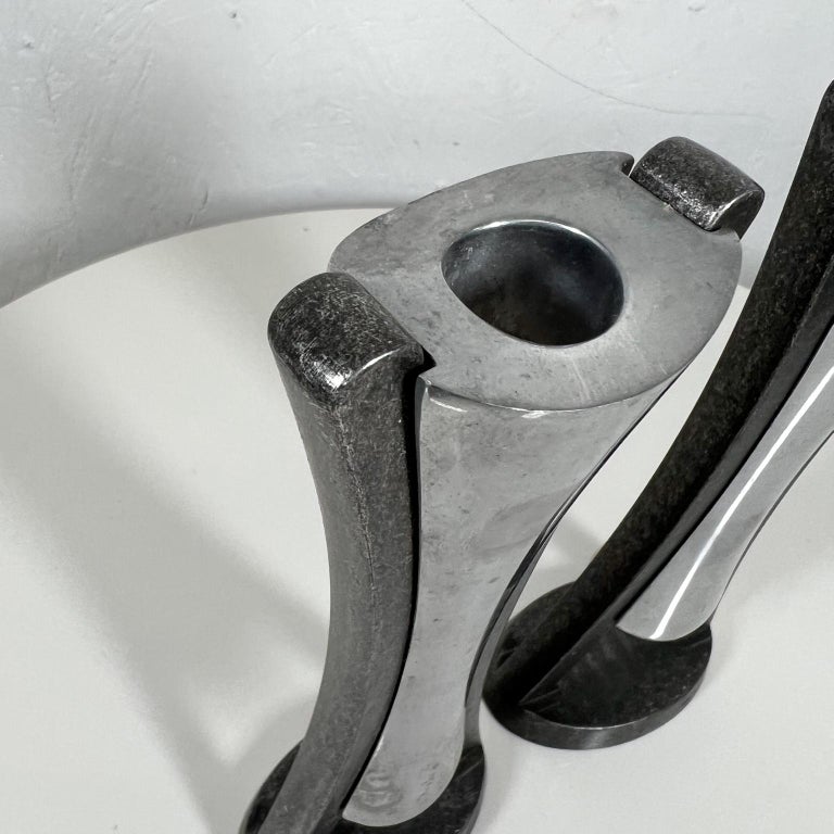 2010 Modern Vintage Nambe Sculptural Candle Holders by Neil Cohen For ...