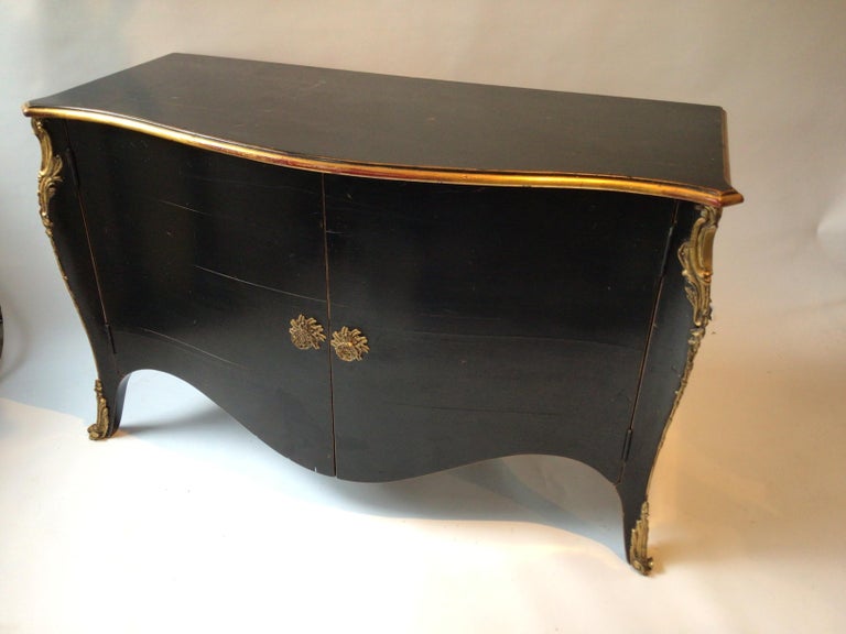 2010 Wood French Black Commode with Gilt Accents For Sale at 1stDibs