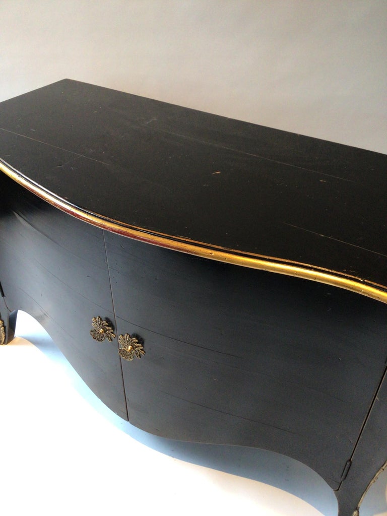 2010 Wood French Black Commode with Gilt Accents For Sale at 1stDibs