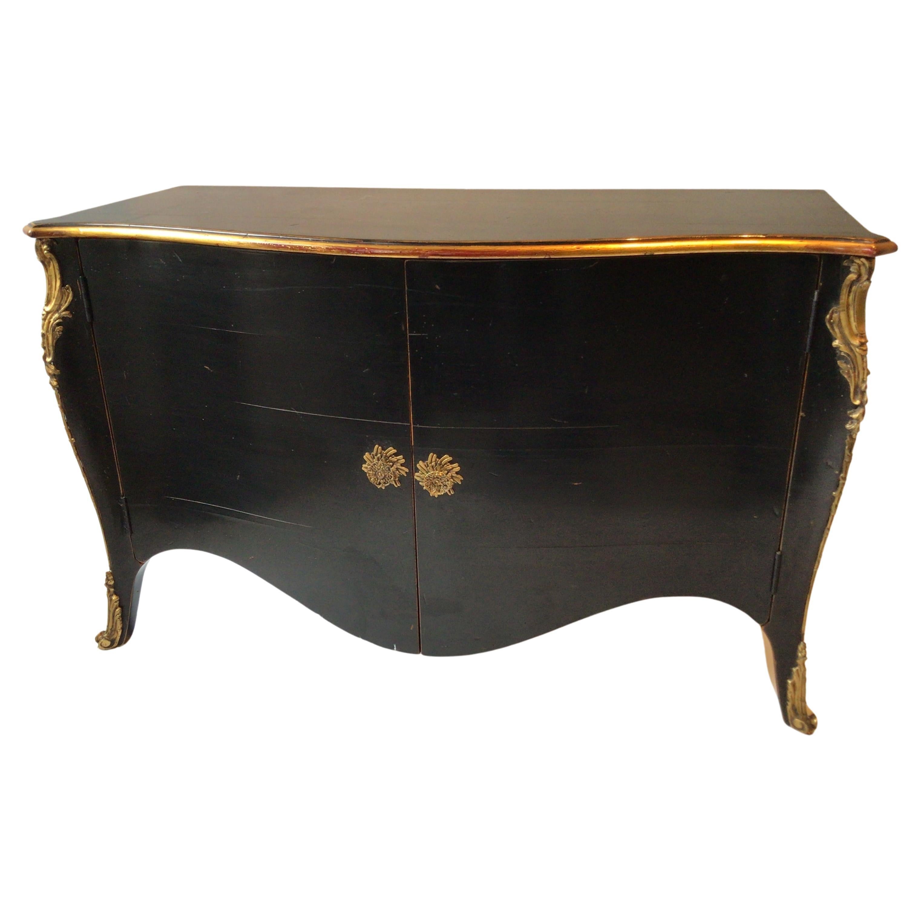 2010 Wood French Black Commode with Gilt Accents For Sale at 1stDibs
