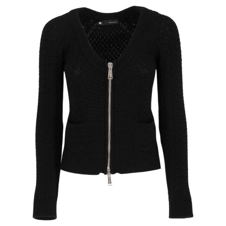 2010s Dsquared2 black wool and cashmere blend knitted cardigan For Sale ...