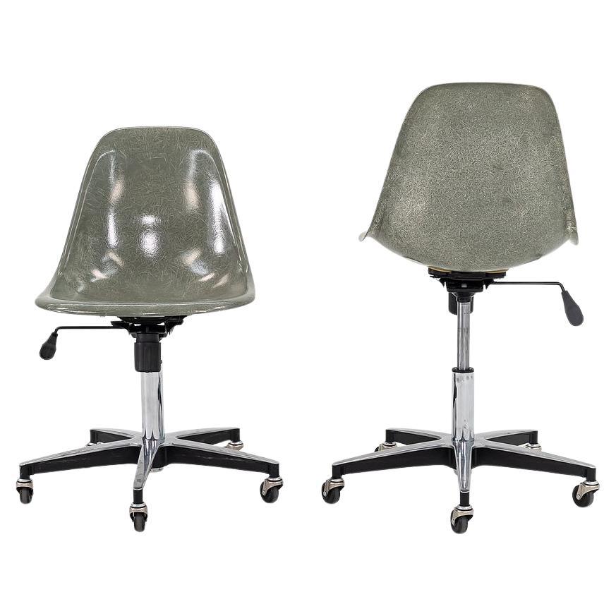 2010s Modernica Eames Fiberglass Side Shell Chairs with Rolling Office ...