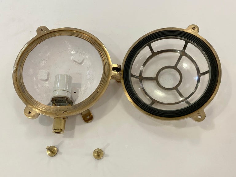 Round Brass Nautical Ship Light Sconce Quantity Available with Cage ...