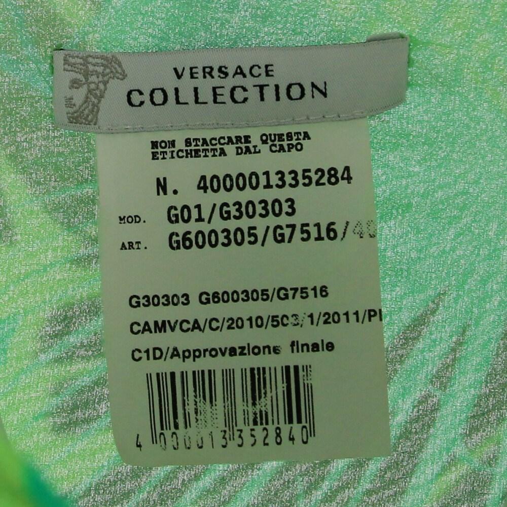 2010s Versace green silk dress with leaves print For Sale at 1stDibs