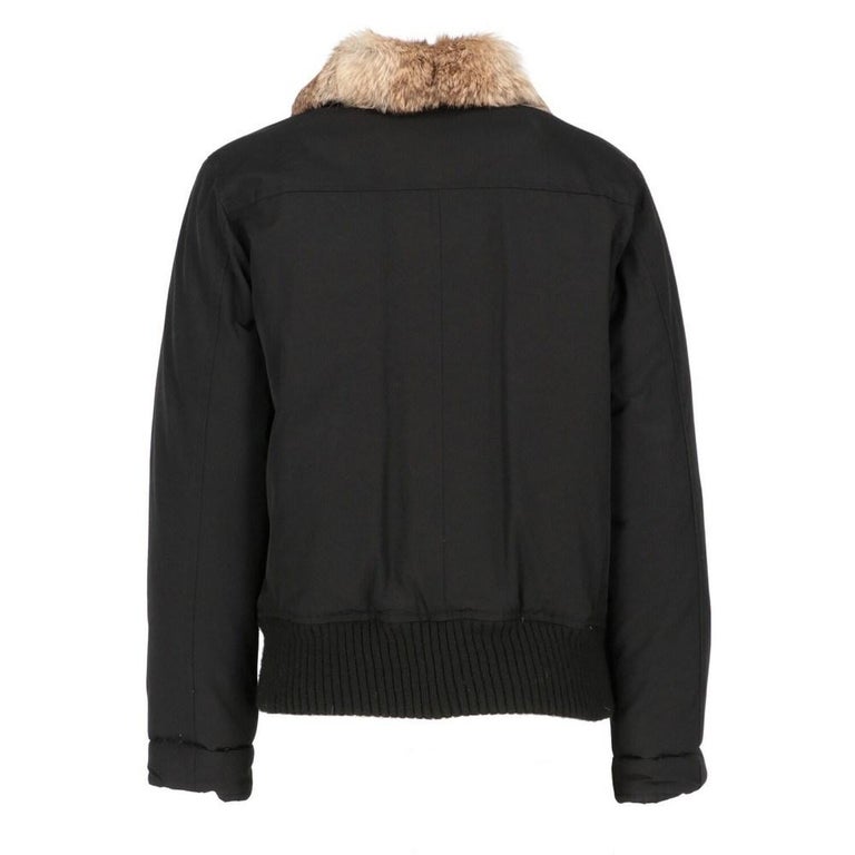 2010s Woolrich black down jacket with rabbit fur classic collar For ...