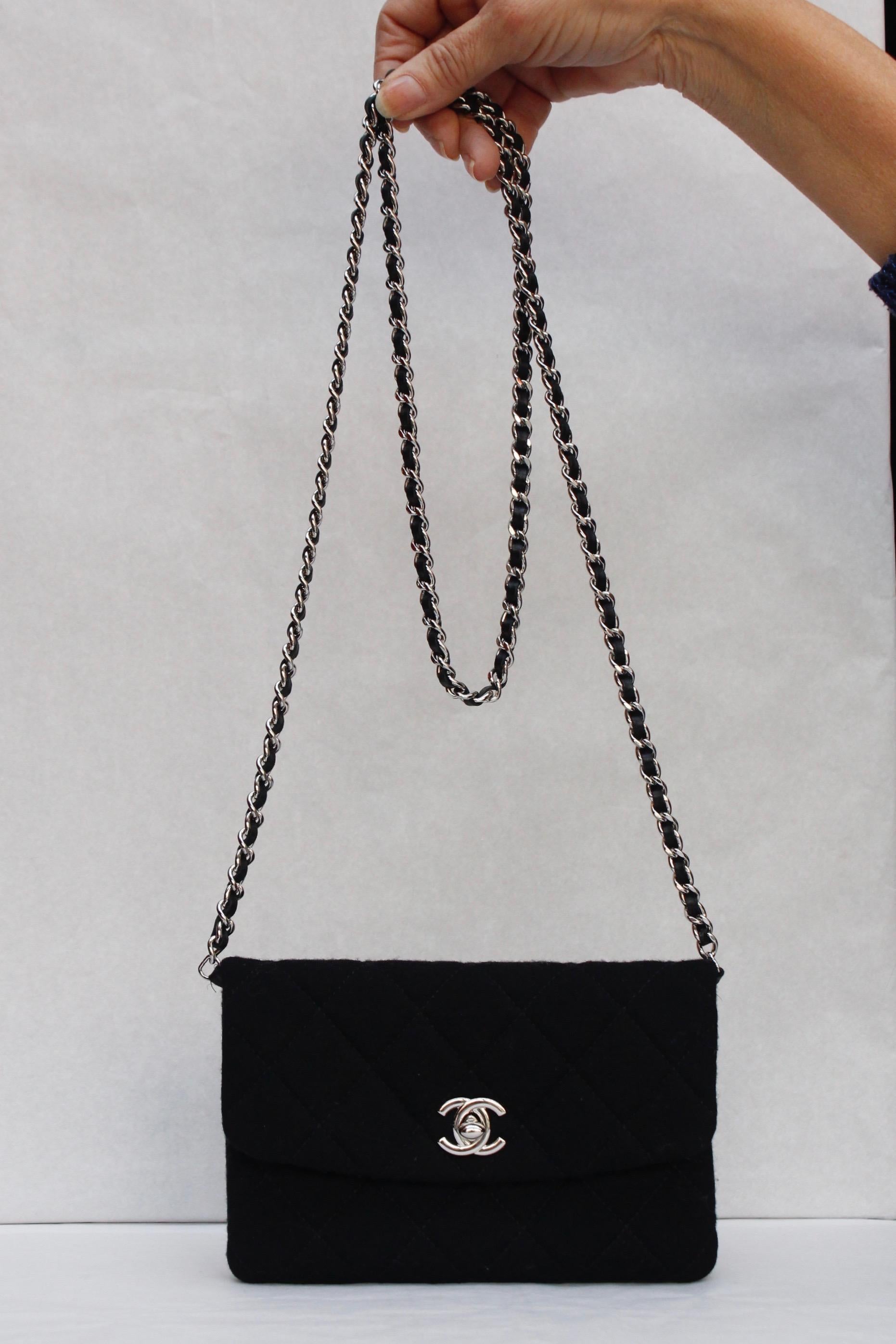 2011 Chanel nice little bag in black quilted jersey at 1stDibs