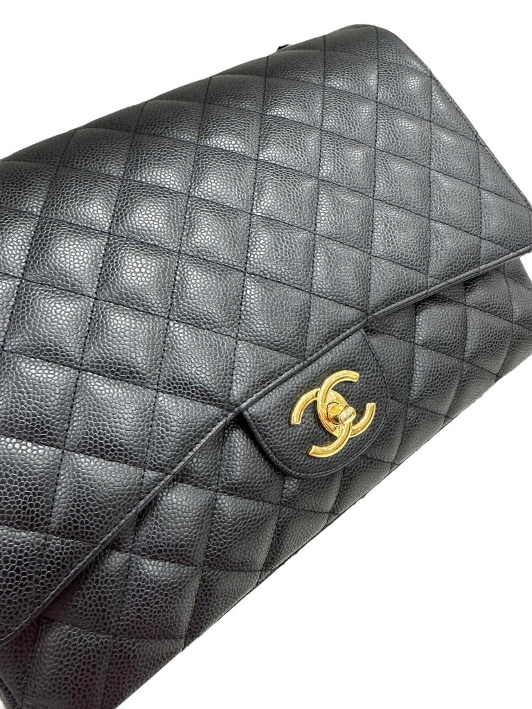 2011 Chanel Timeless Maxi Jumbo Black Caviar Leather Top Shoulder Bag ...