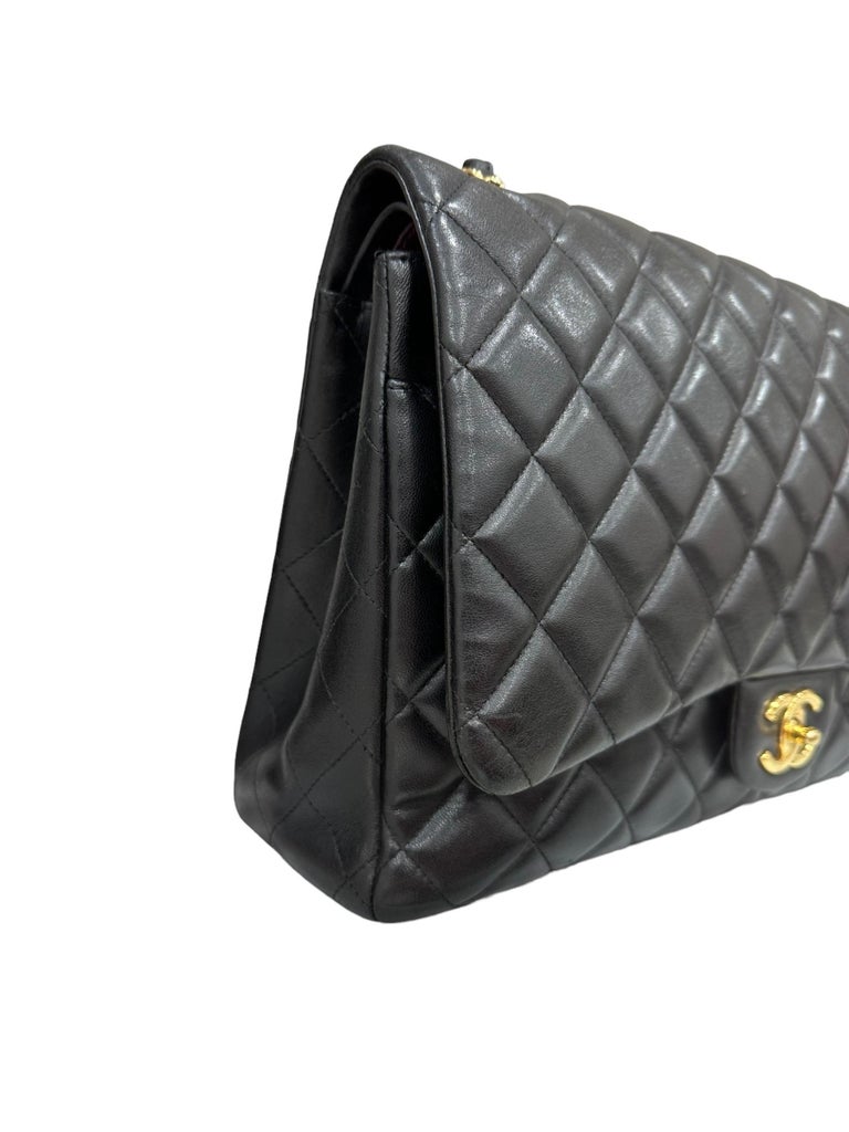 2011 Chanel Timeless Maxi Jumbo Black Leather Top Shoulder Bag For Sale ...