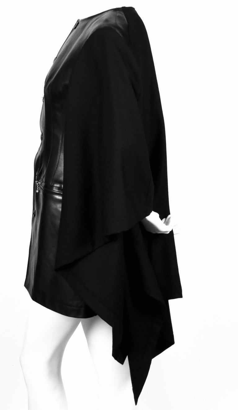 2011 JUNYA WATANABE COMME DES GARCONS wool and leather runway cape coat ...