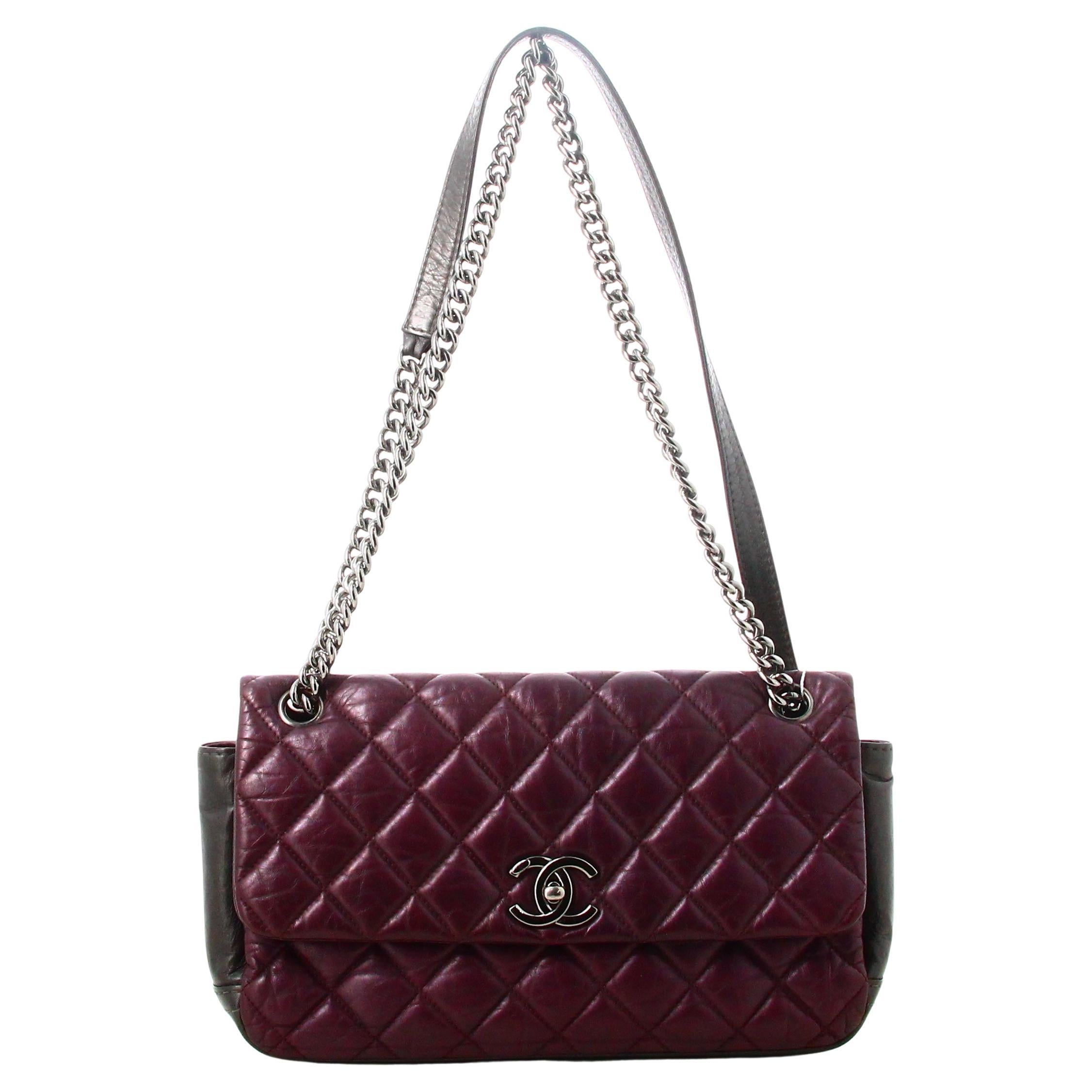 2012 Chanel Quilted Leather Handbag Purple For Sale at 1stDibs