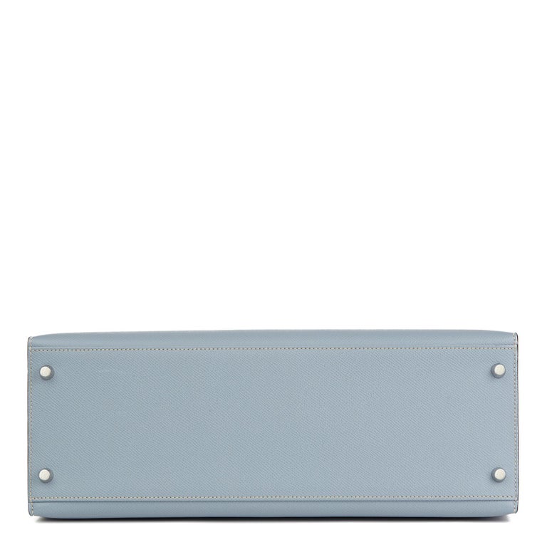 2013 Hermes Blue Lin Epsom Leather Kelly 35cm Sellier at 1stDibs | blue ...