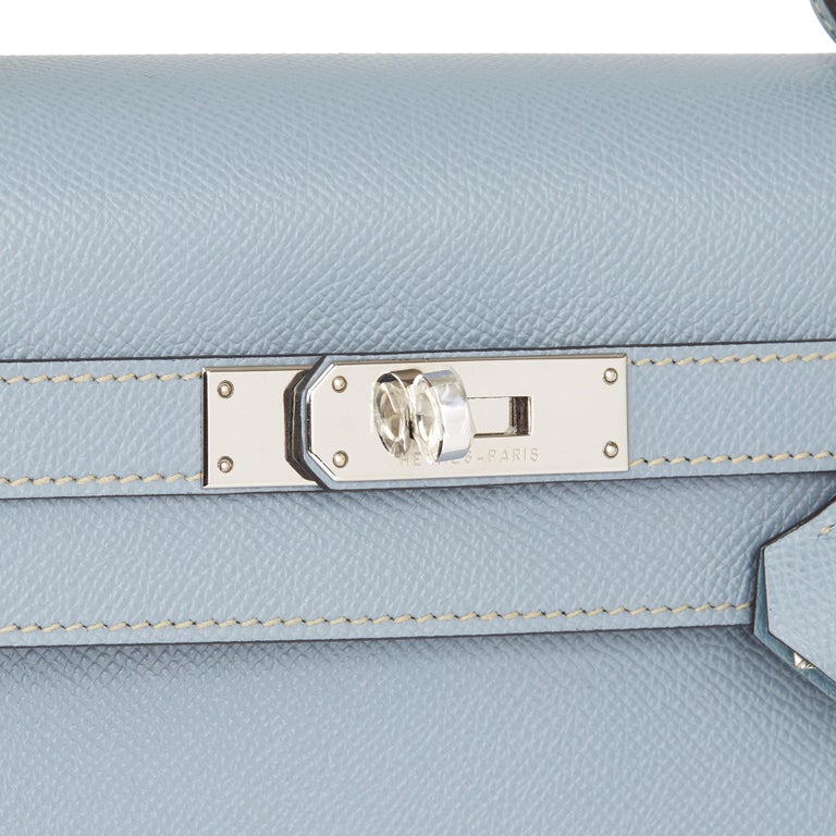 2013 Hermes Blue Lin Epsom Leather Kelly 35cm Sellier at 1stDibs | blue ...