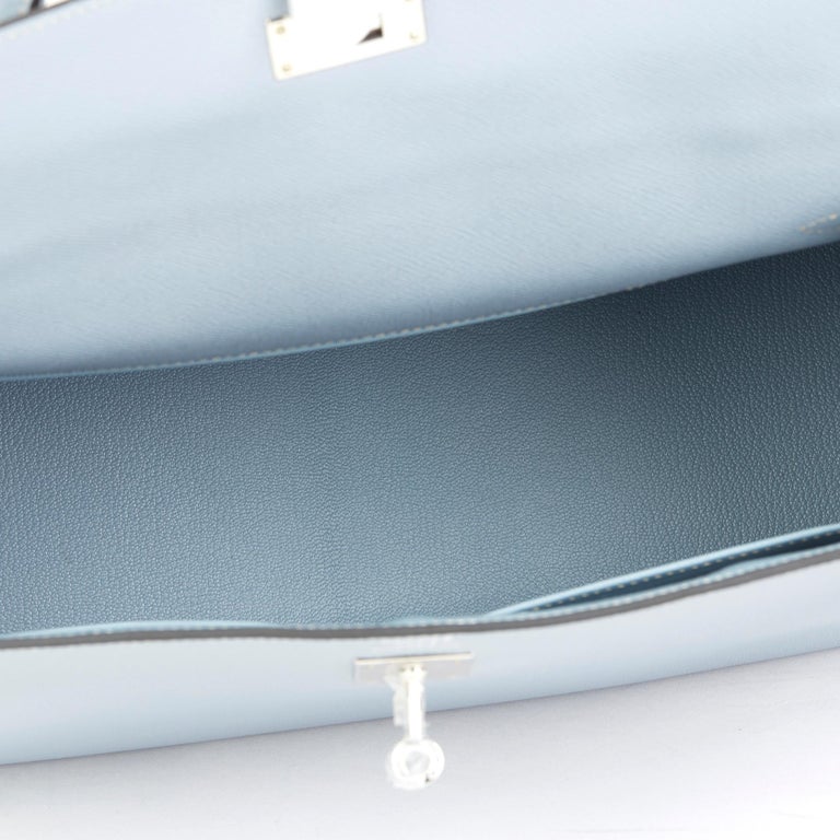 2013 Hermes Blue Lin Epsom Leather Kelly 35cm Sellier at 1stDibs | blue ...