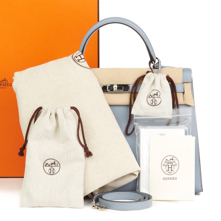 2013 Hermes Blue Lin Epsom Leather Kelly 35cm Sellier at 1stDibs | blue ...