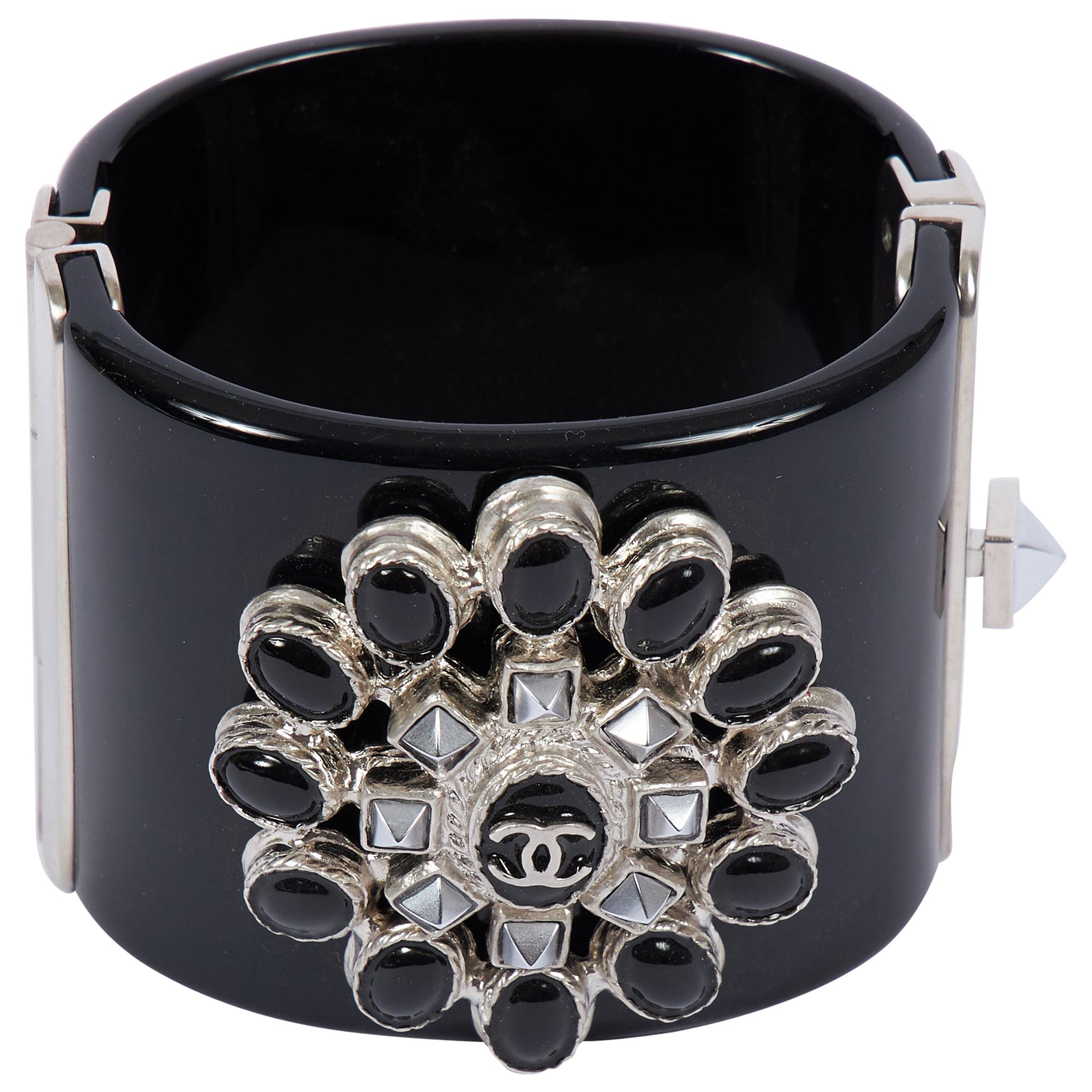 2014 Chanel Black and Hemtatite Lucite Cuff Bracelet at 1stDibs ...