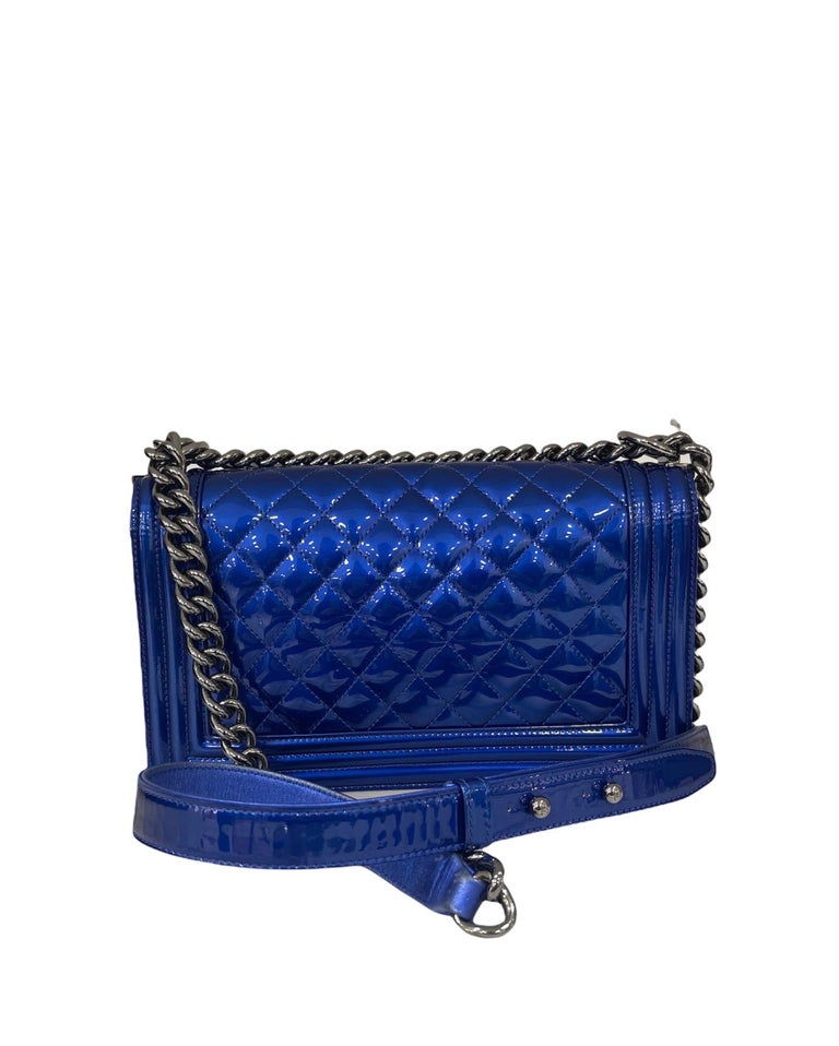 2014 Chanel Blue Leather Boy Bag For Sale at 1stDibs