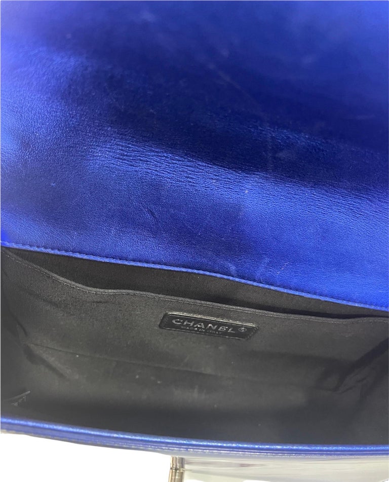 2014 Chanel Blue Leather Boy Bag For Sale at 1stDibs