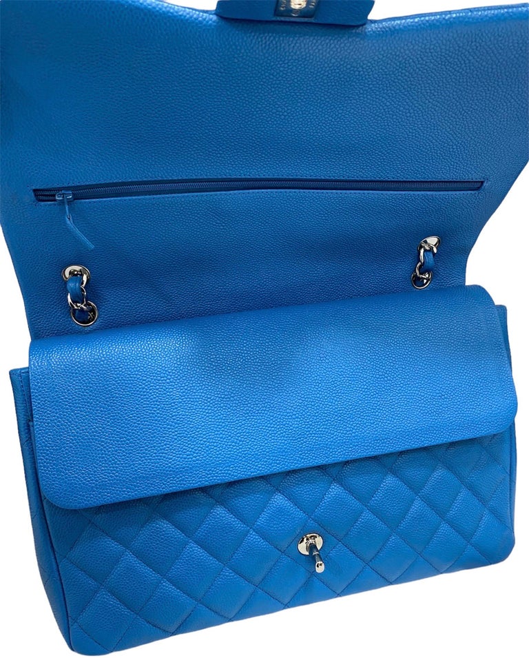 2014 Chanel Maxi Jumbo Blue Shoulder Bag For Sale at 1stDibs