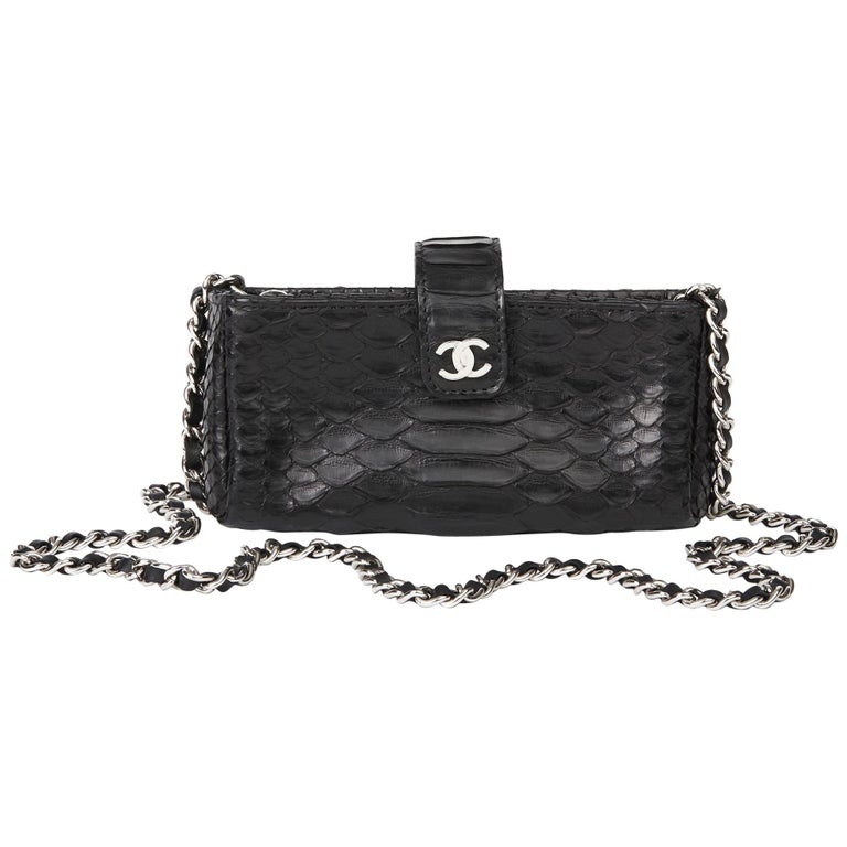 2015 Chanel Black Python Leather Pouch-on-Chain POC at 1stDibs