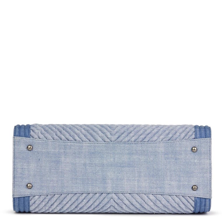 2015 Chanel Blue Chevron Quilted Denim Le Boy Tote at 1stDibs | chanel ...