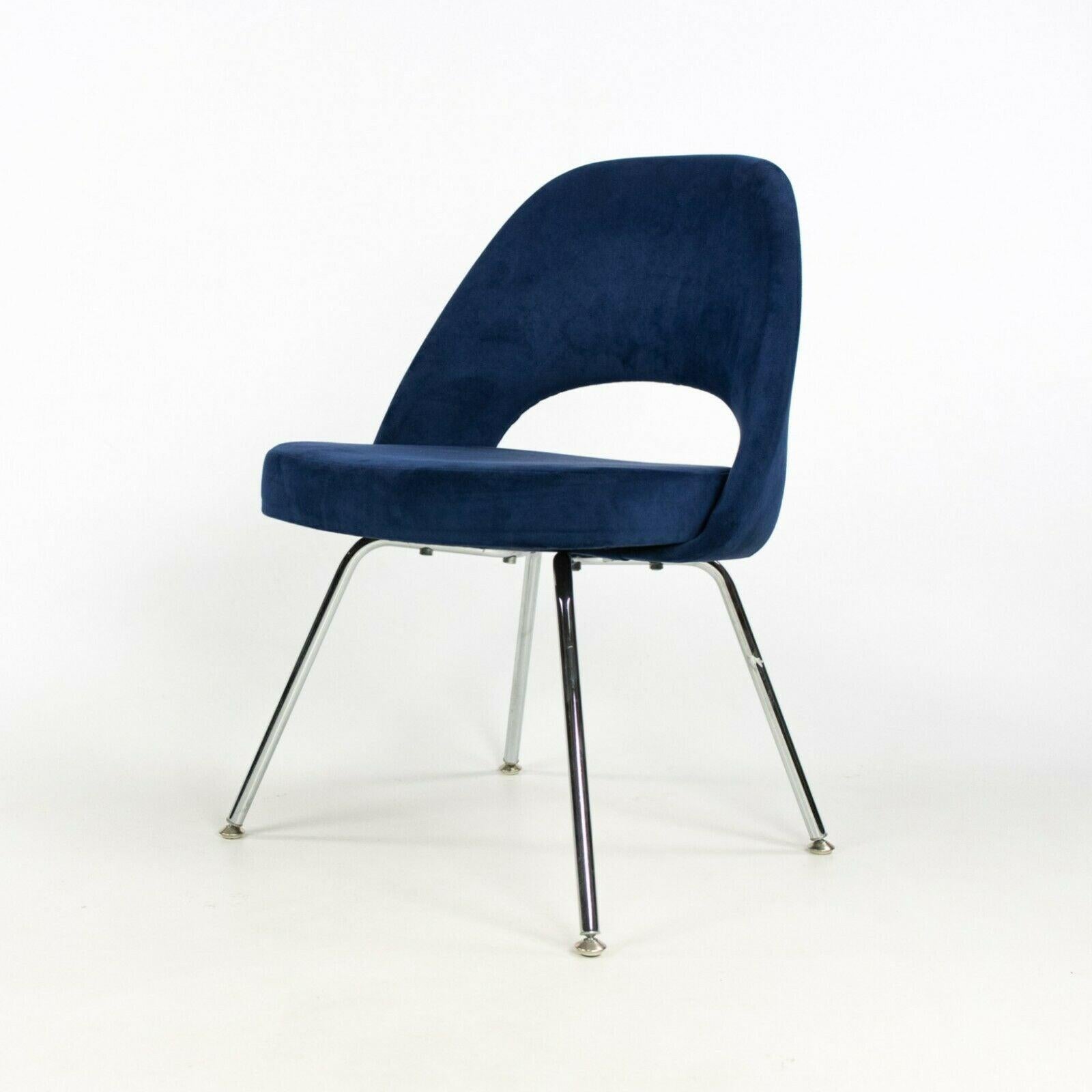 2015 Eero Saarinen for Knoll Armless Executive Blue Suede Side Chair ...