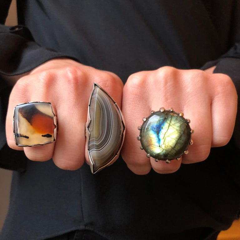 Jared Chavez Carved Agate and Sterling Silver Ring 2015 at 1stDibs ...
